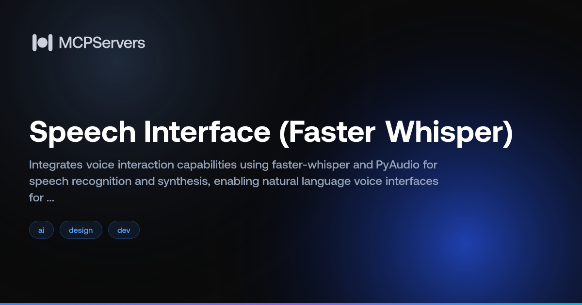 Speech Interface (Faster Whisper) MCP Server